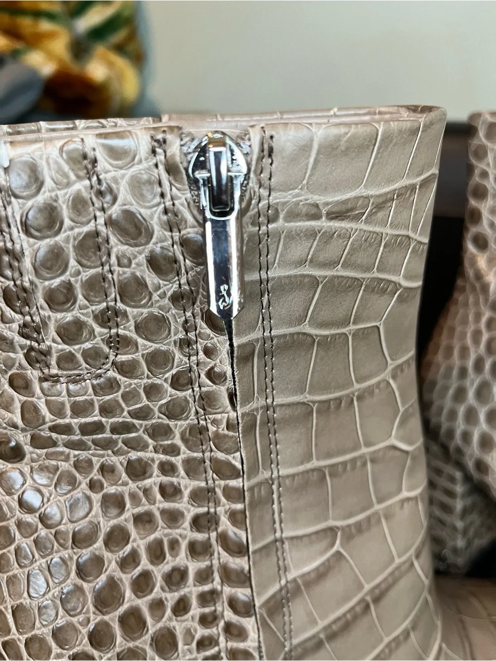 Sam Edelman | Shoes | Sam Edelman Codie Croc Embossed Booties Sz8 Beige ...